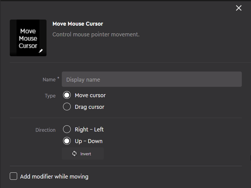 Custom Action: Mouse Click, Mouse Scroll & Move Mouse Cursor